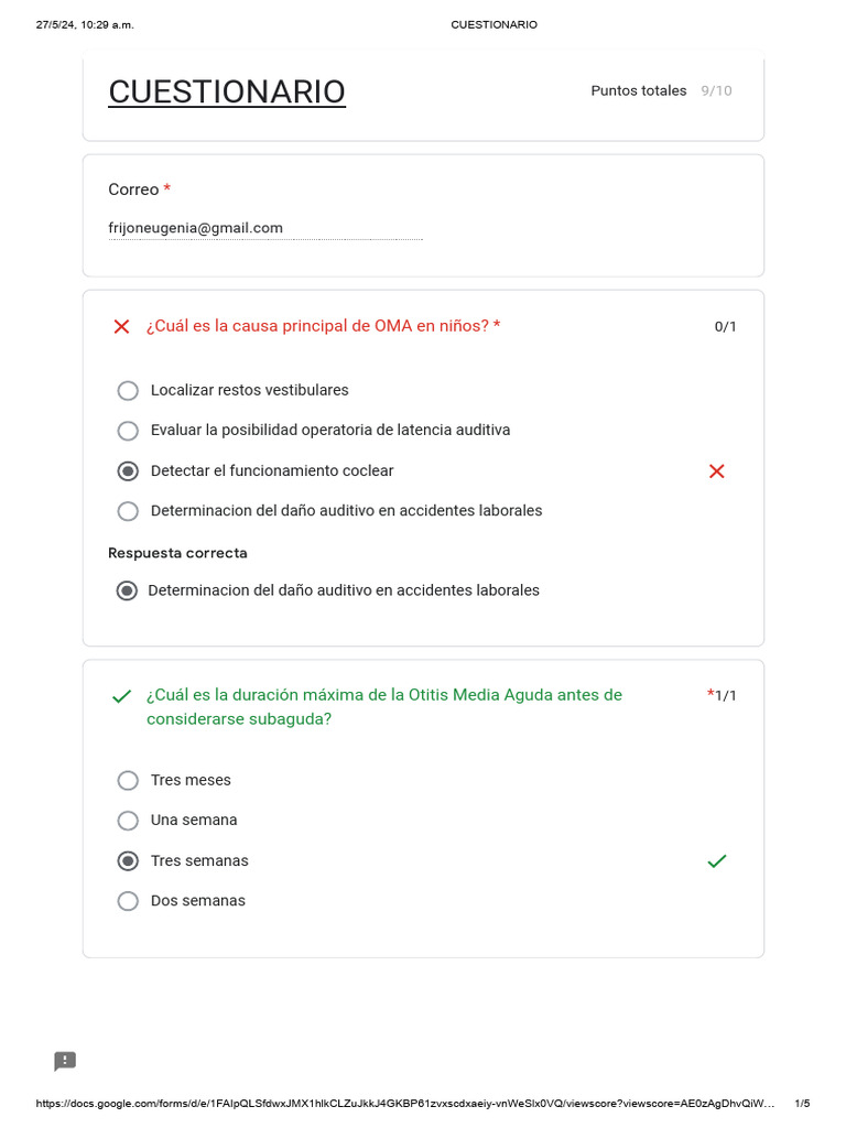 Cuestionario Oma | PDF | Oído | Ciencias de la Salud