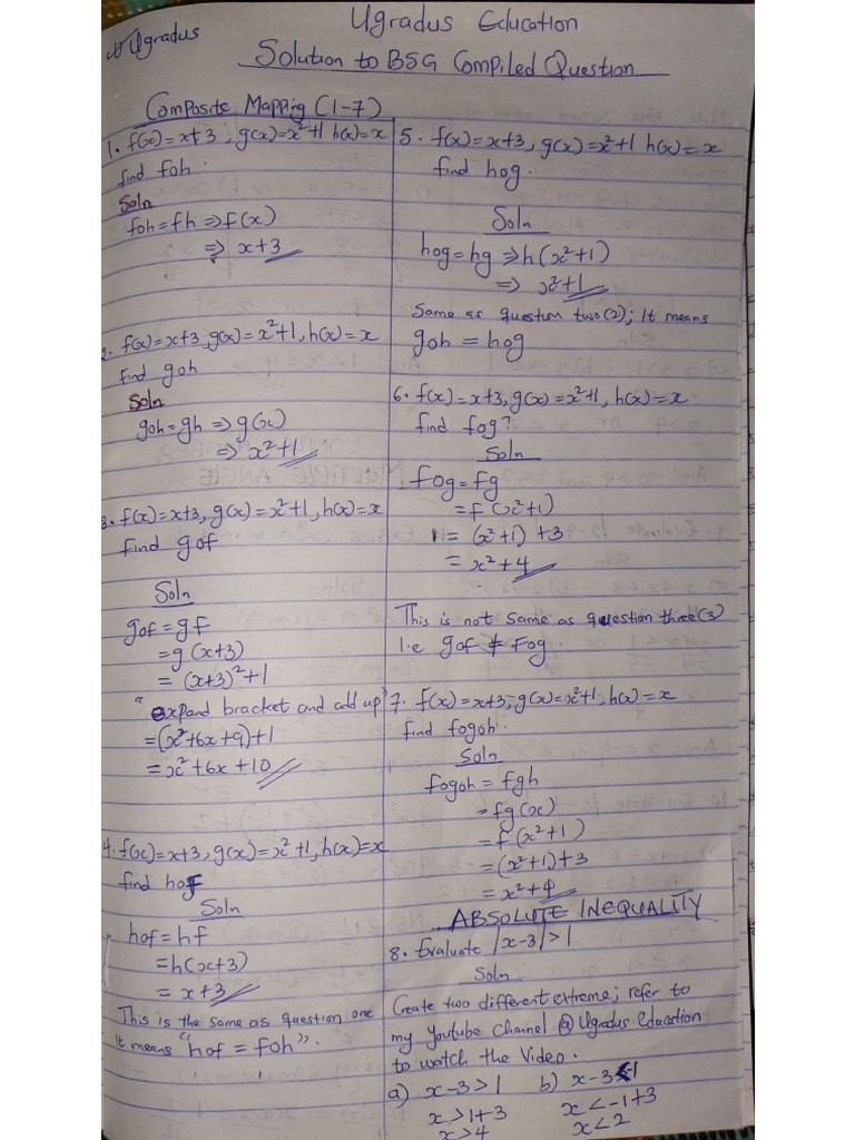 Ugradus Mat 101 Test Solution | PDF