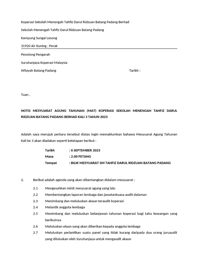 Contoh Notis Mat | PDF