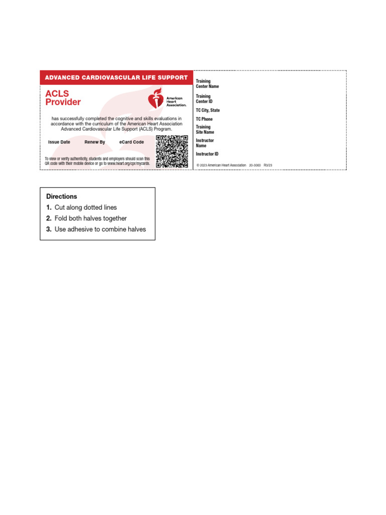ACLS Student - Ecard DA 2024 | PDF