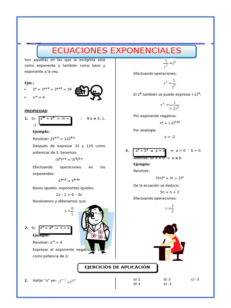 Ecuaciones Exponenciales para Cuarto de Secundaria | PDF | Ecuaciones | Exponenciación
