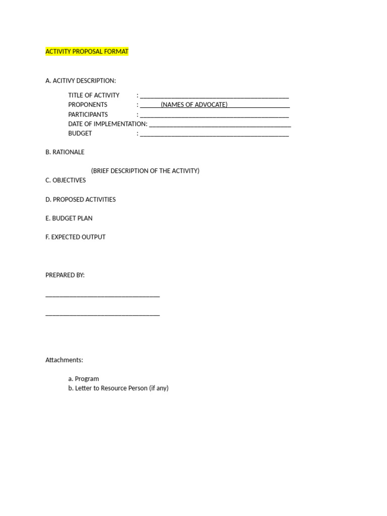 Activity Proposal Format | PDF
