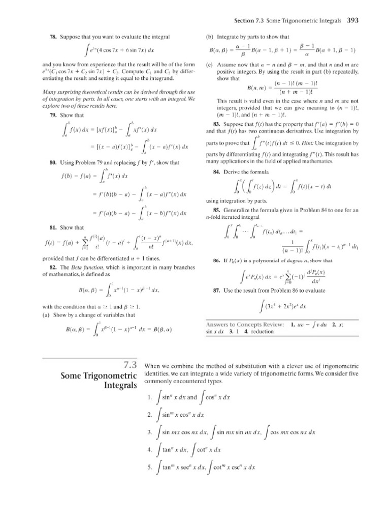 Some Trigonometric Integrals | PDF