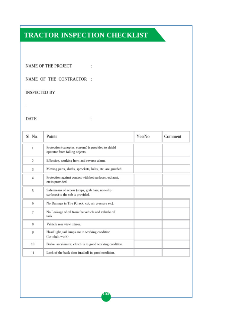 Tractor ? Checklist | PDF