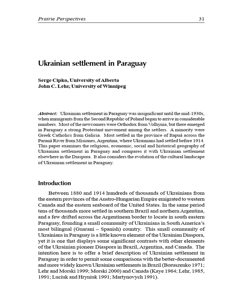 Ukrainian Settlement in Paraguay Cipko-Lehr | PDF | Ukrainians | Paraguay