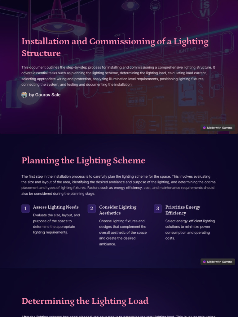 Installation and Commissioning of a Lighting Structure | PDF | Lighting ...