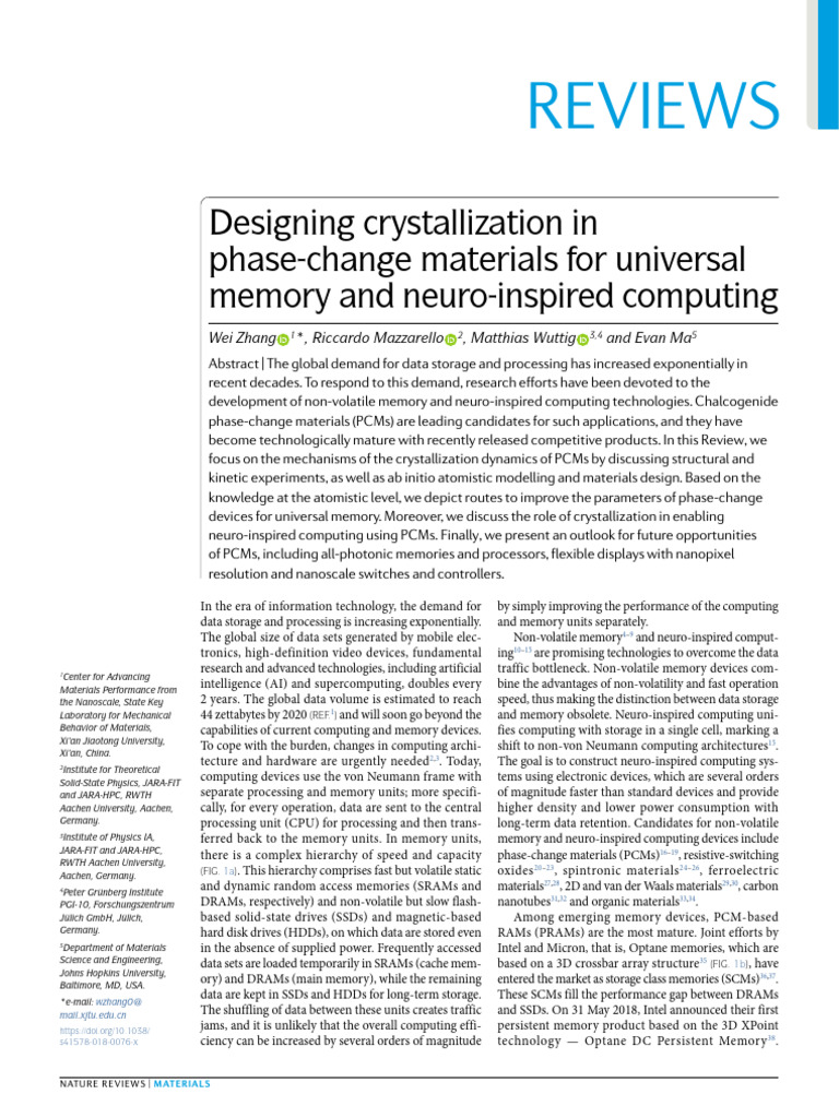 Advancements in Phase-Change Memory Technology | PDF | Computer Data ...
