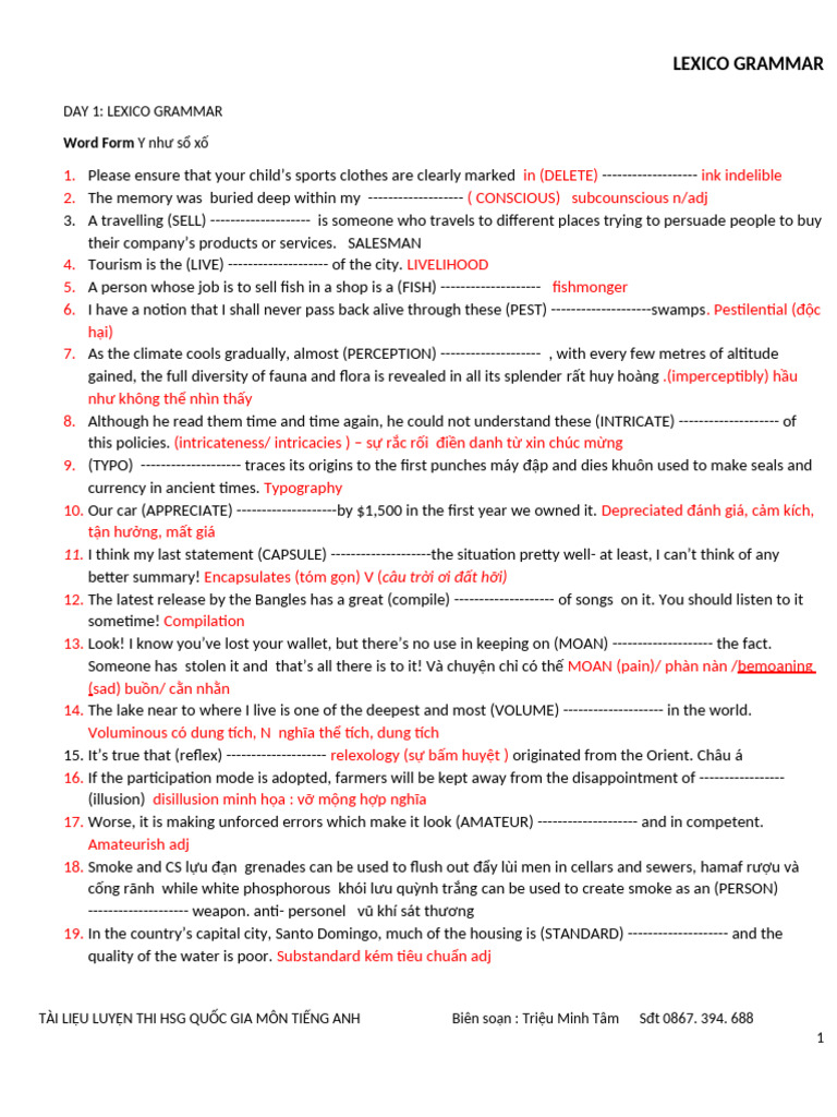 Key BDHSGQG Lexico Grammar | PDF