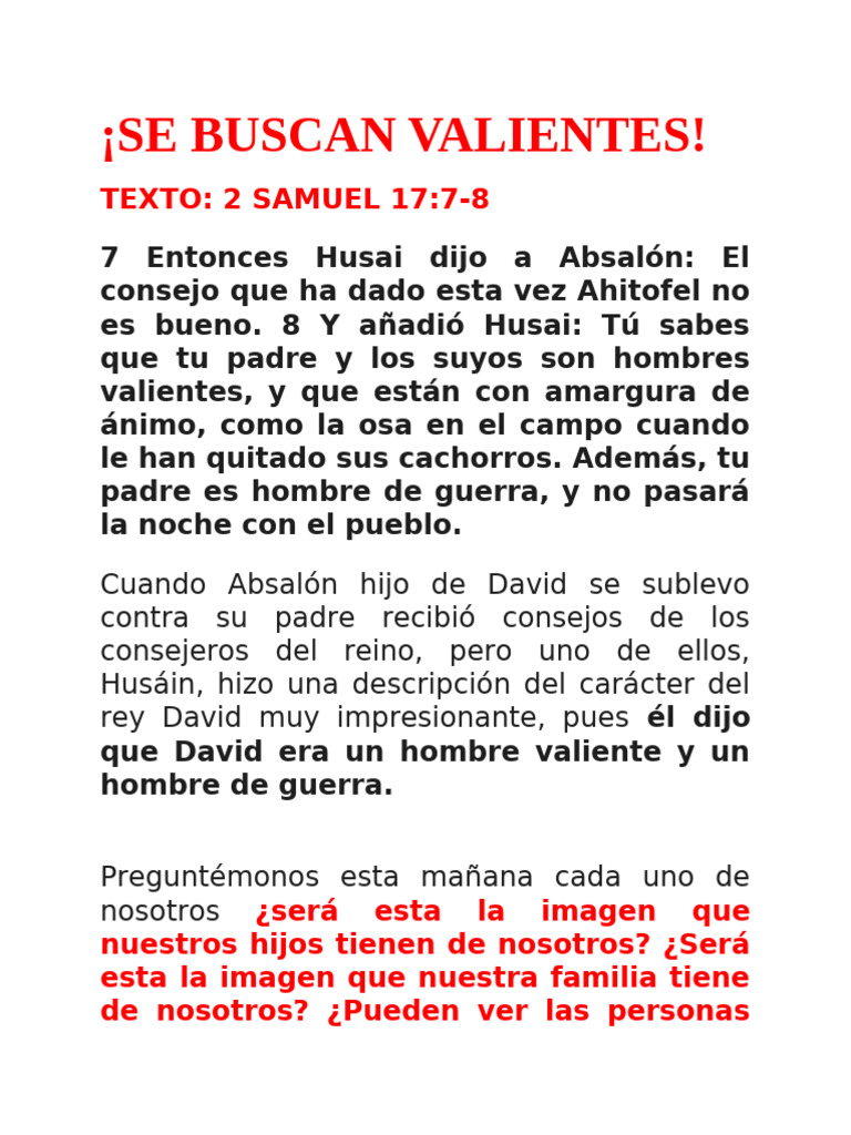 Se Buscan Valientes | PDF | Cristo (título) | David