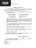 AFF. OF LOSS (Plate Number-Template) | PDF