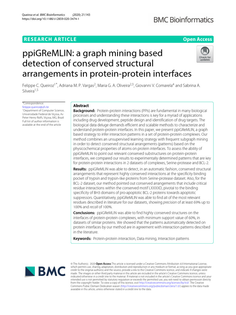 ppiGReMLIN a graph mining based | PDF | Protein–Protein Interaction | Biochemistry