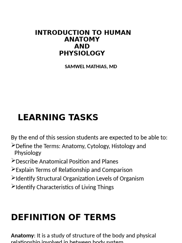 Introduction To Anatomy PST | PDF | Anatomical Terms Of Motion | Anatomical Terms Of Location
