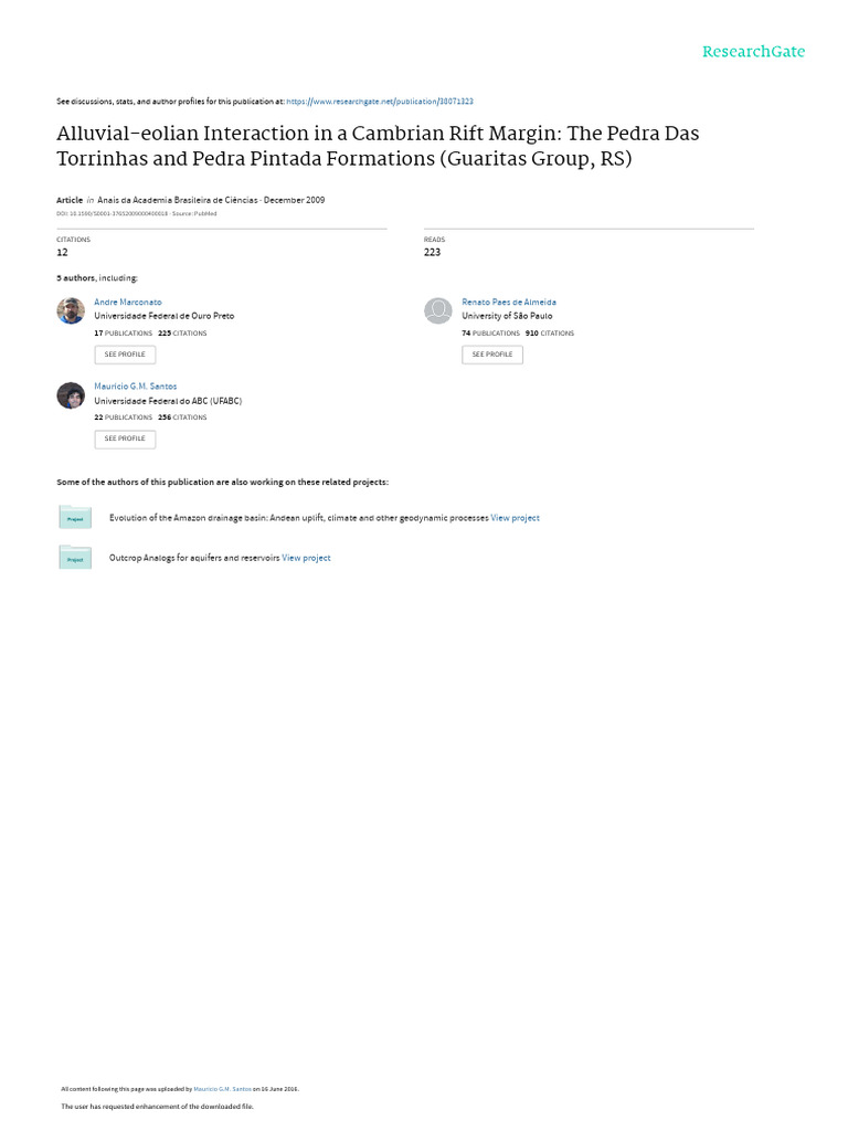 Alluvial-Eolian Interaction in A Cambrian Rift Mar | PDF | Clastic Rock ...