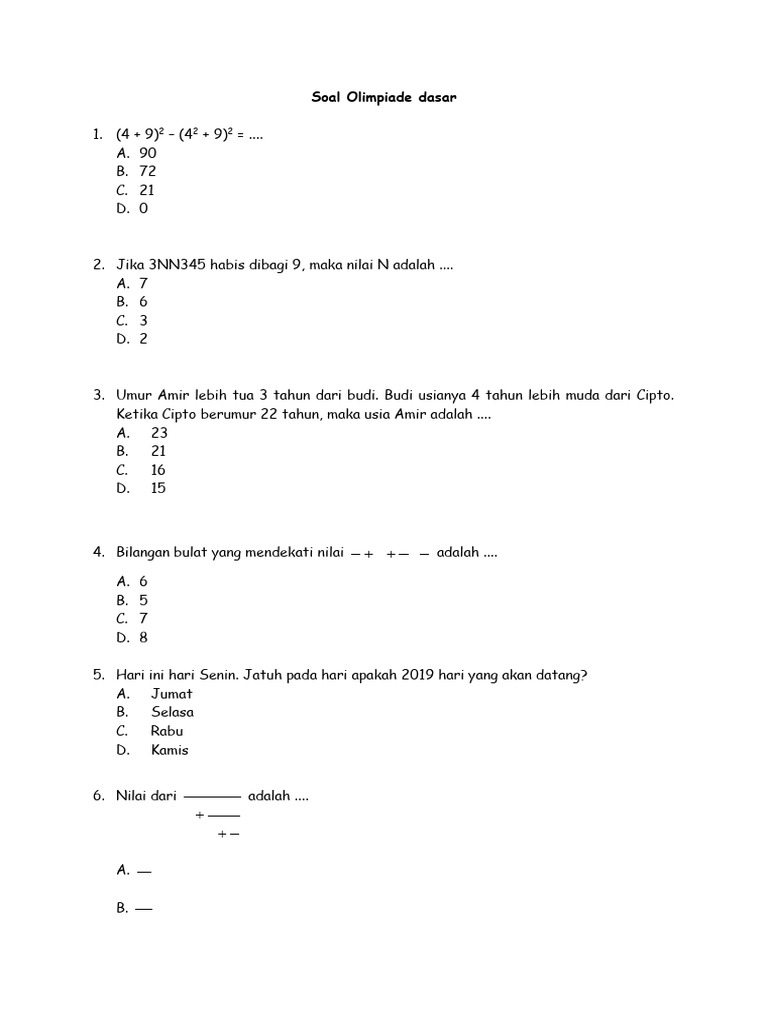Soal Olimpiade Dasar | PDF