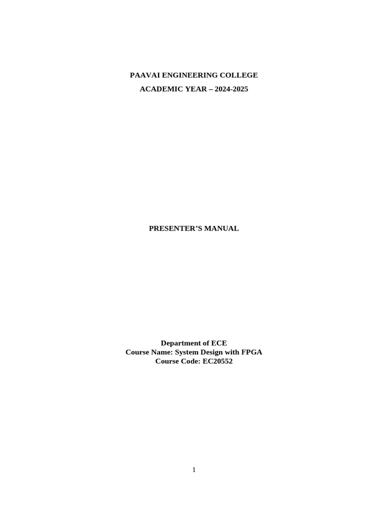 FPGA System Design Course Manual | PDF | Field Programmable Gate Array ...