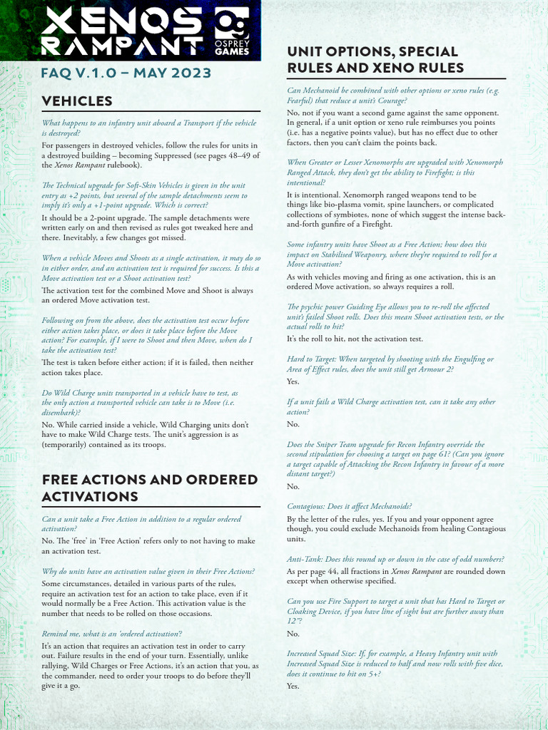 Xenos Rampant Vehicle Rules Explained | PDF | Sniper | Infantry