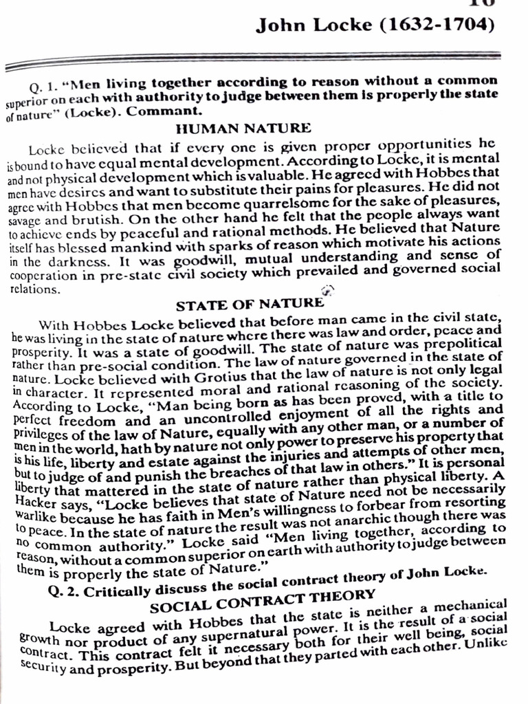 John Locke and Rousseau | PDF | Western Philosophy | John Locke