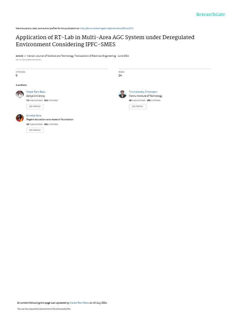Application of RT-Lab in Multi-Area AGC System Under Deregulated Environment Considering IPFC ...