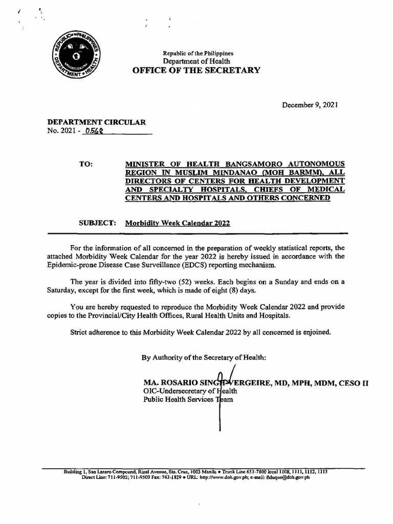 DC 2021-0568 Morbidity Week Calendar 2022 | PDF | Health Care | Health ...