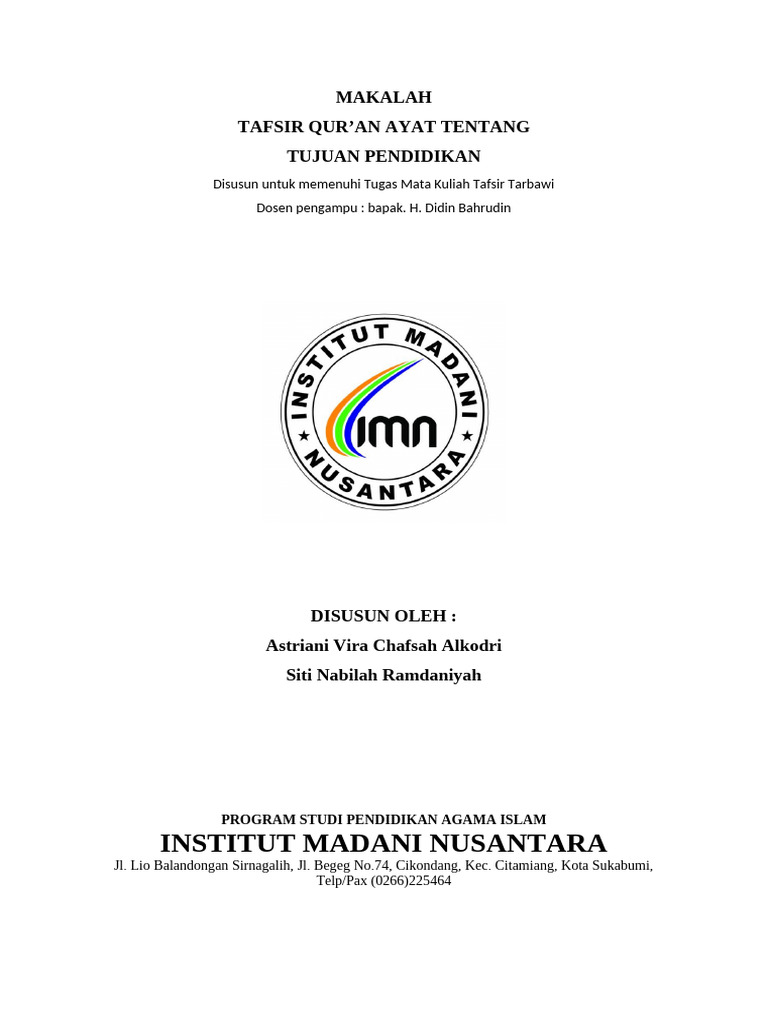 MAKALAH Tafsir Tarbawi | PDF