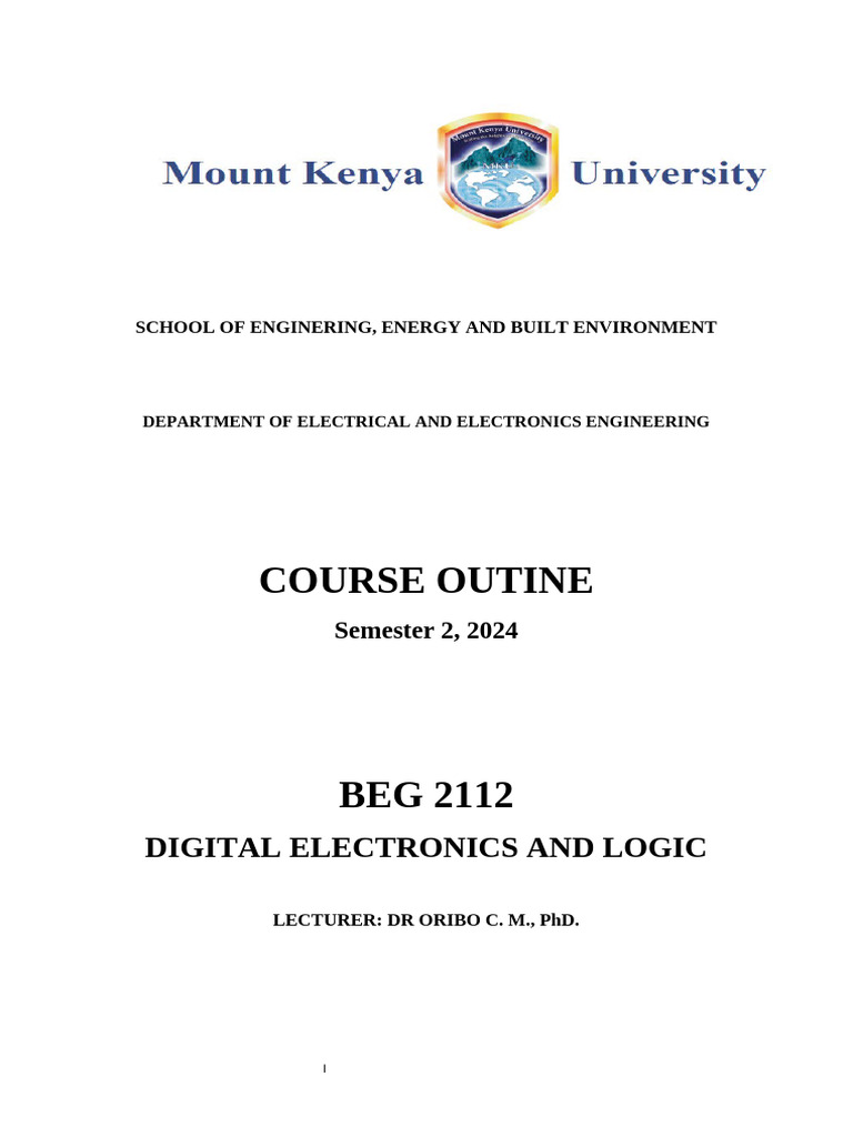 Digital Electronics Course Outline 2024 | PDF | Plagiarism | Digital Electronics
