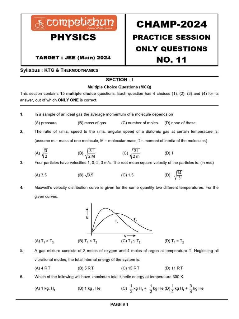 11. KTG _ Thermodynamics | PDF | Gases | Physical Chemistry