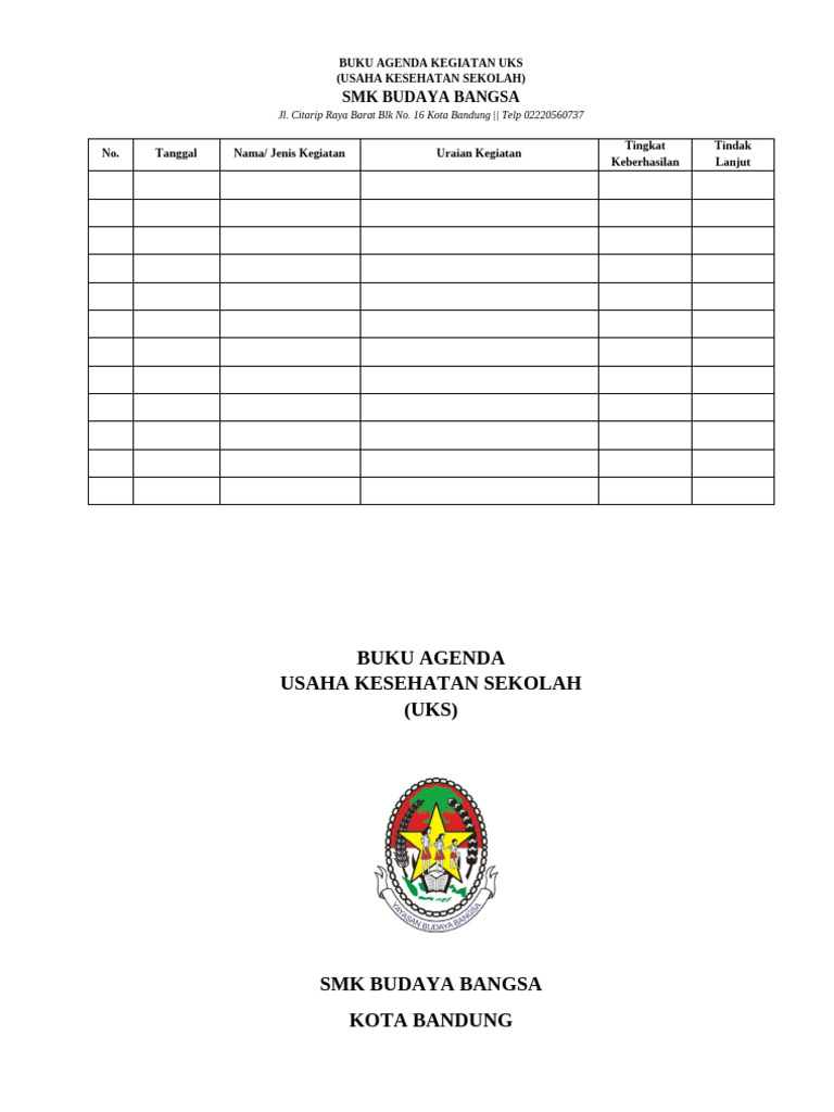 Buku Agenda Kegiatan Uks | PDF