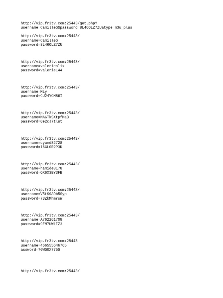 IPTV Login Credentials List | PDF