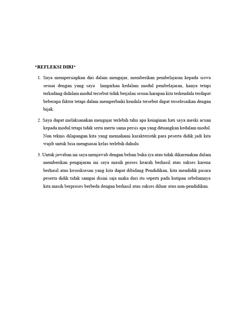 Refleksi Diri dalam Pembelajaran Mengajar | PDF