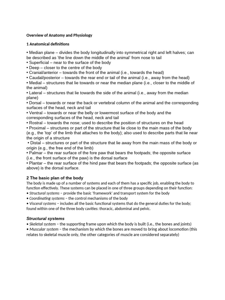 Overview of Anatomy and Physiology | PDF | Carbohydrates | Anatomical ...