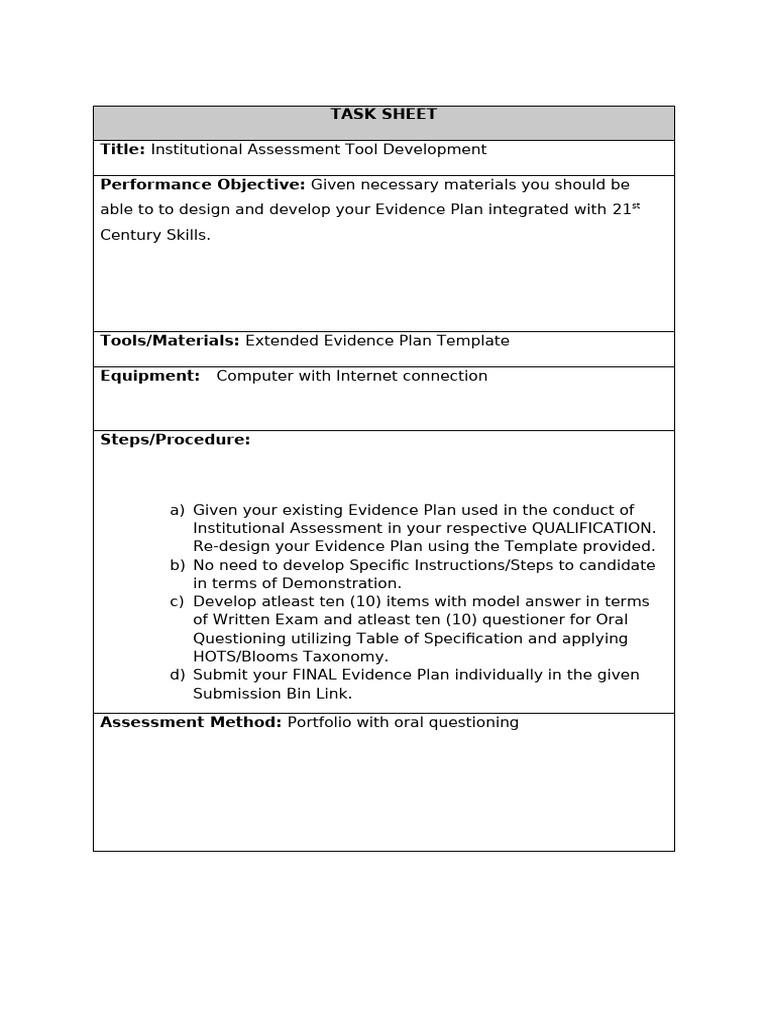 Task Sheet - 21st - Institutional - Assessment - Tool | PDF