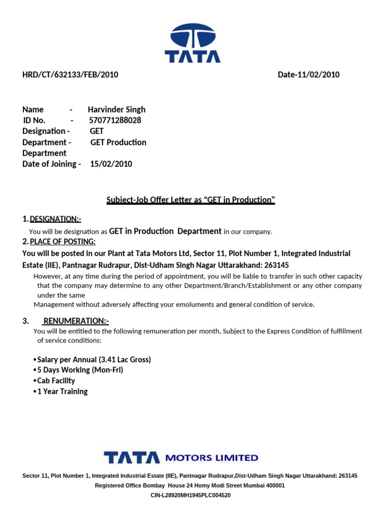 Offer Letter | PDF | Employment | Private Law