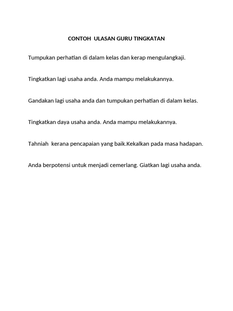 Ulasan Guru Tingkatan yang Mendorong | PDF