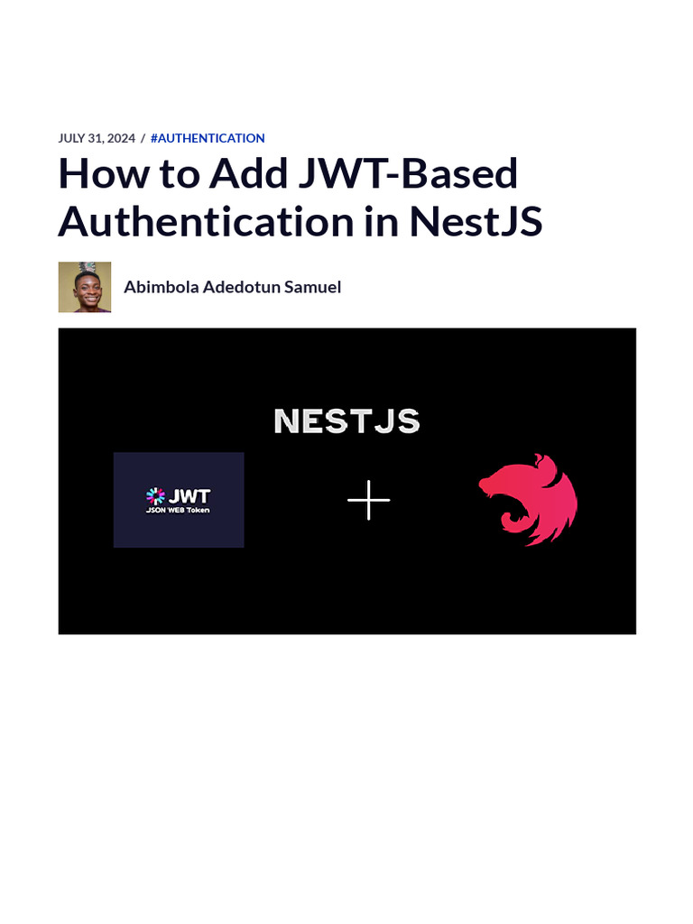 How To Add Jwt Based Authentication In Nestjs Pdf User Computing Password
