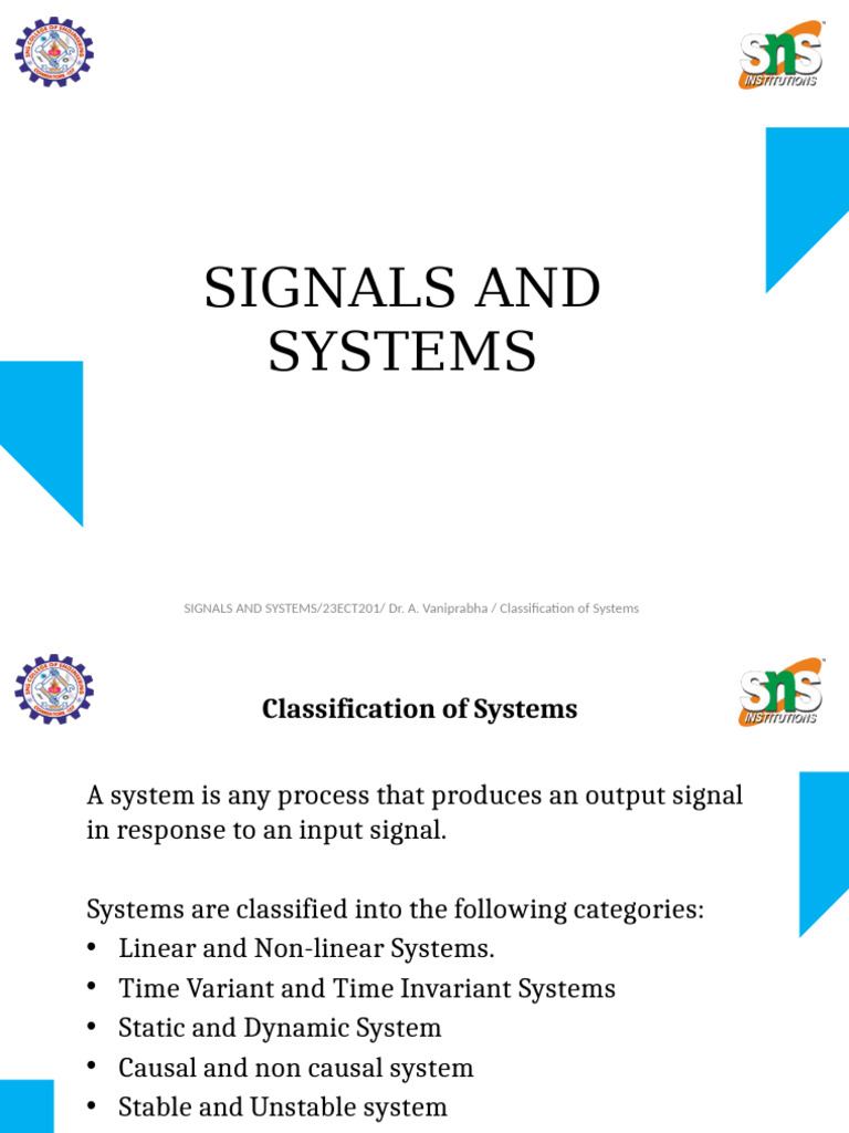 Classification of systems | PDF | Control Theory | Applied Mathematics
