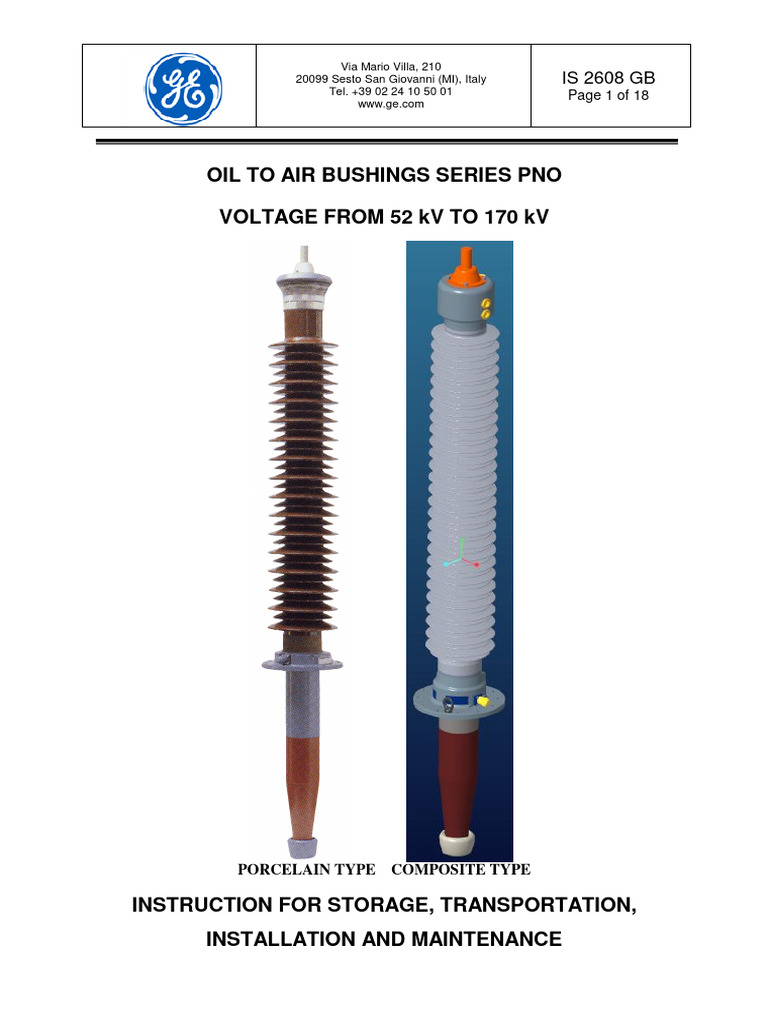 Oil-to-Air Bushings Installation Guide | PDF | Insulator (Electricity ...