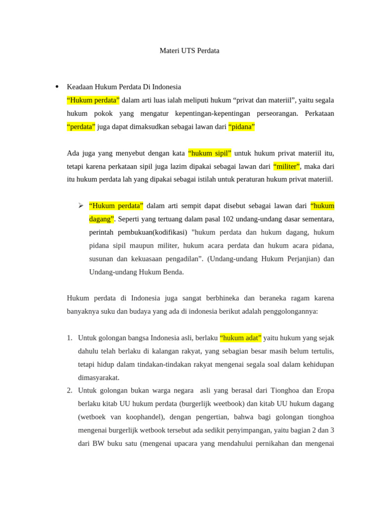 Materi UTS Perdata | PDF