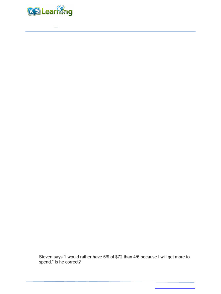 Grade 5 Word Problems Fractions Mixed Practice | PDF