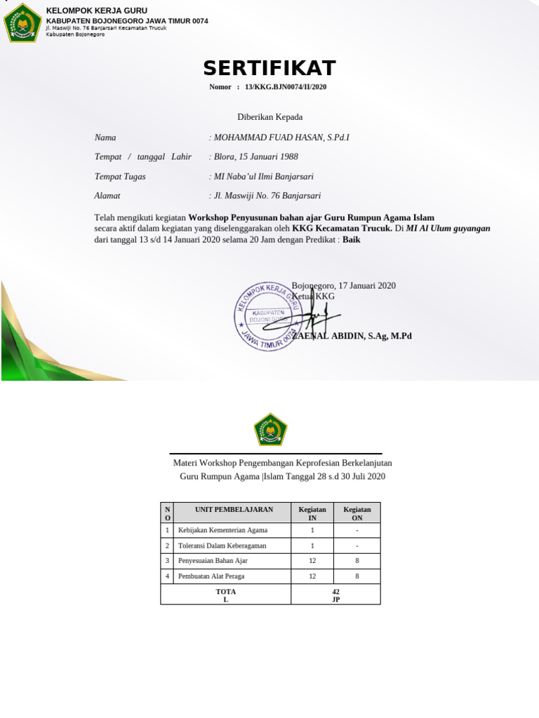 SERTIFIKAT MGMP 2021 Word | PDF