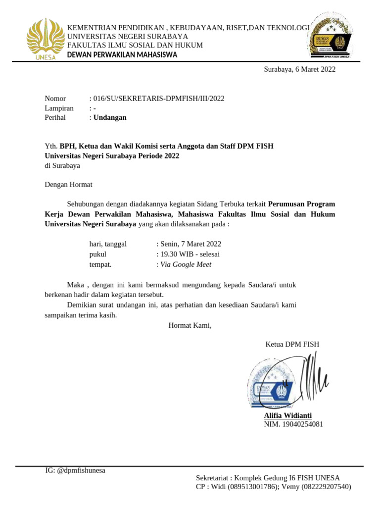 016-Su DPM Fish Rapat Sidang Terbuka | PDF