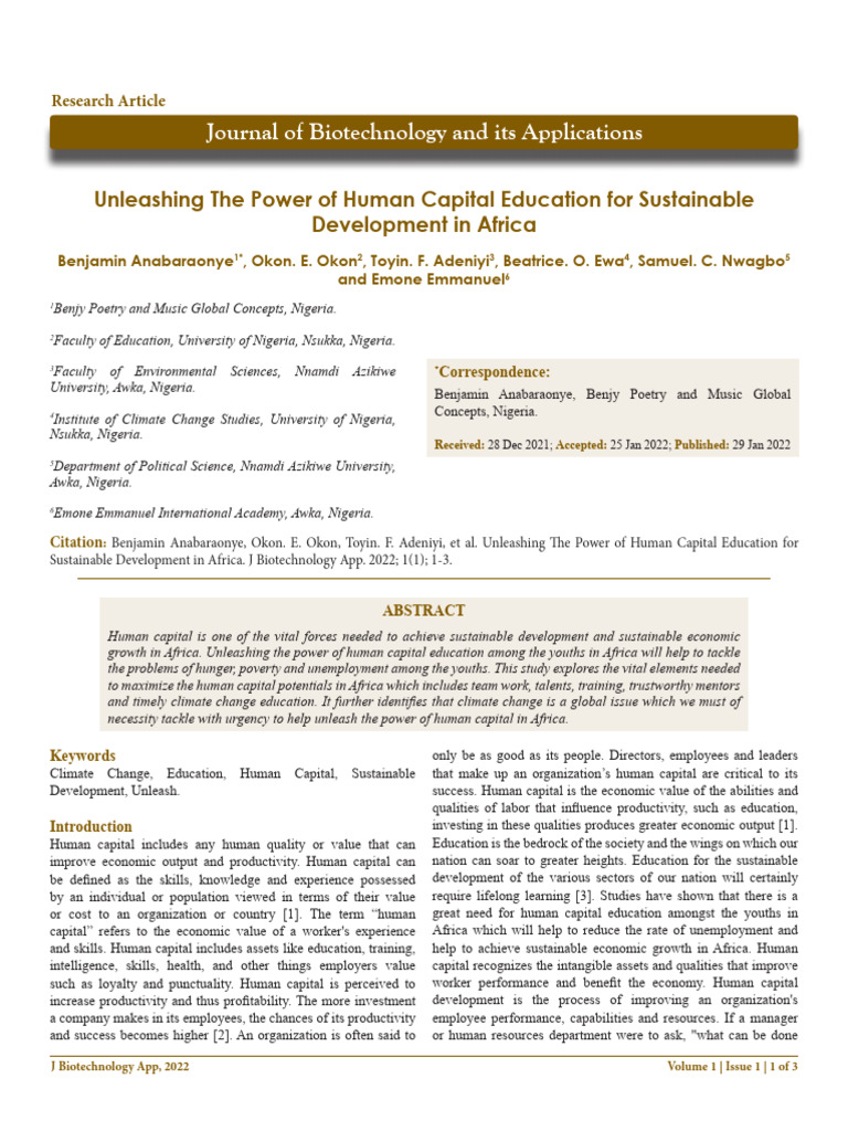Unleashing The Power of Human Capital Education For Sustainable ...