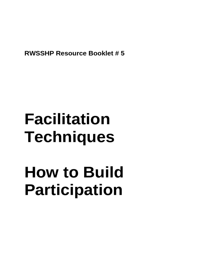 5 Faciltation Techniques | PDF | Decision Making | Facilitator