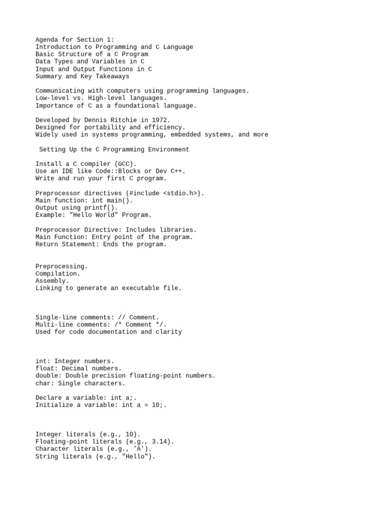 Introduction to C Programming Basics | PDF