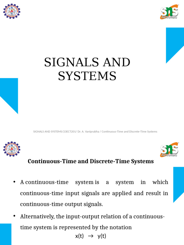Continuous-Time and Discrete-Time Systems | PDF