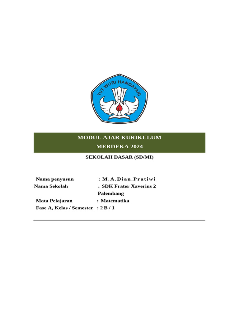 Modul Ajar Matematika Kelas 2B | PDF