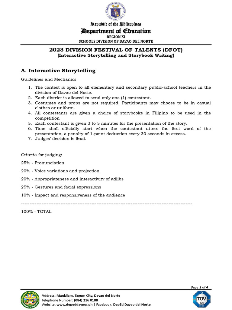 Mechanics For Storybook Writing Contest | PDF | Human Communication