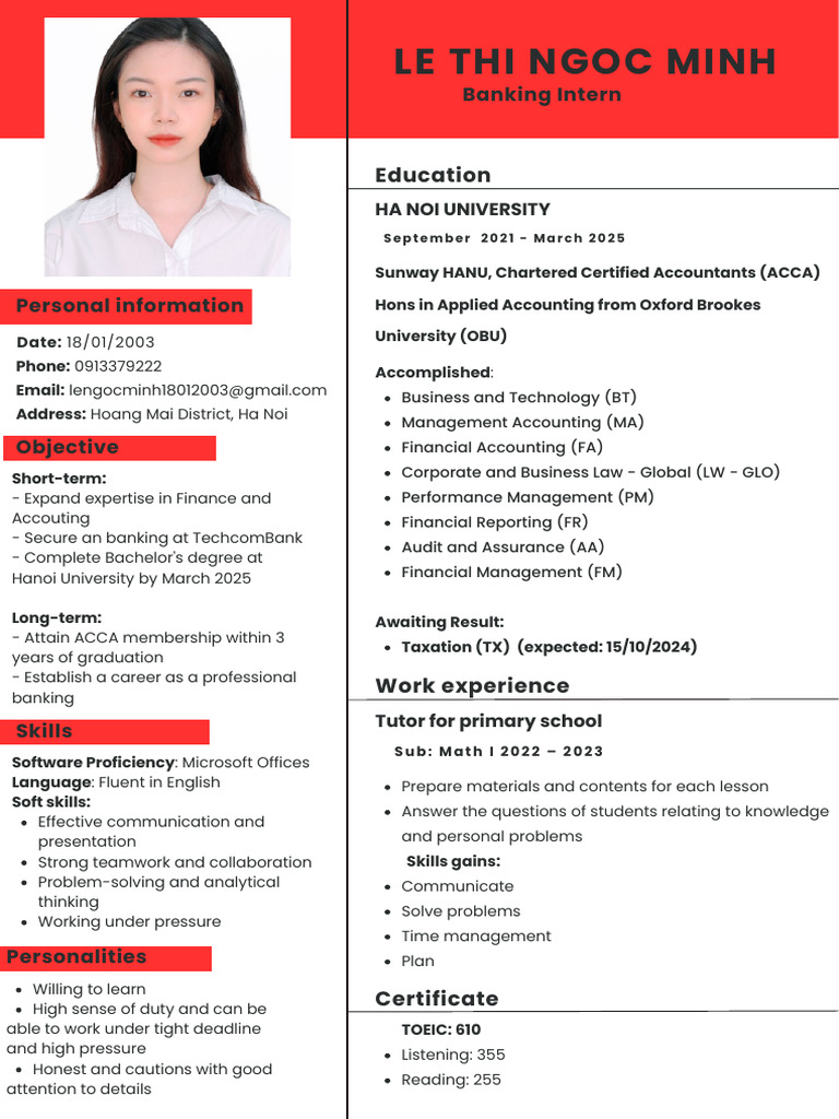 Ngoc Minh CV | PDF | Accounting