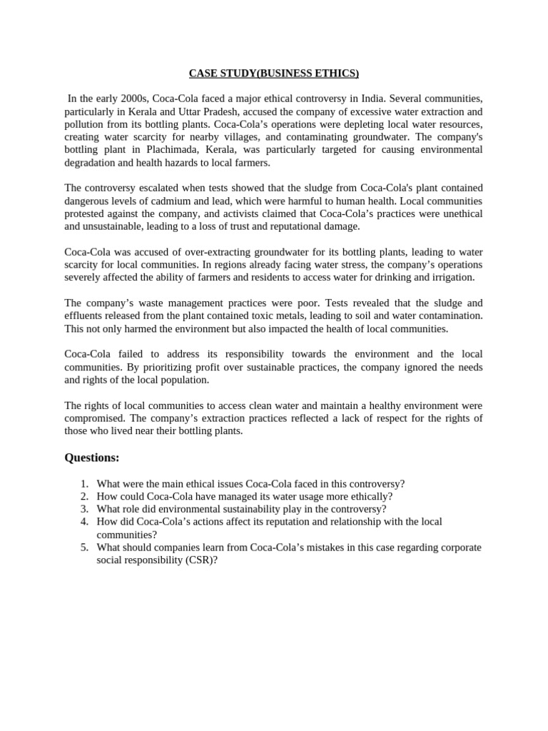 Case Study-Business Ethics | PDF