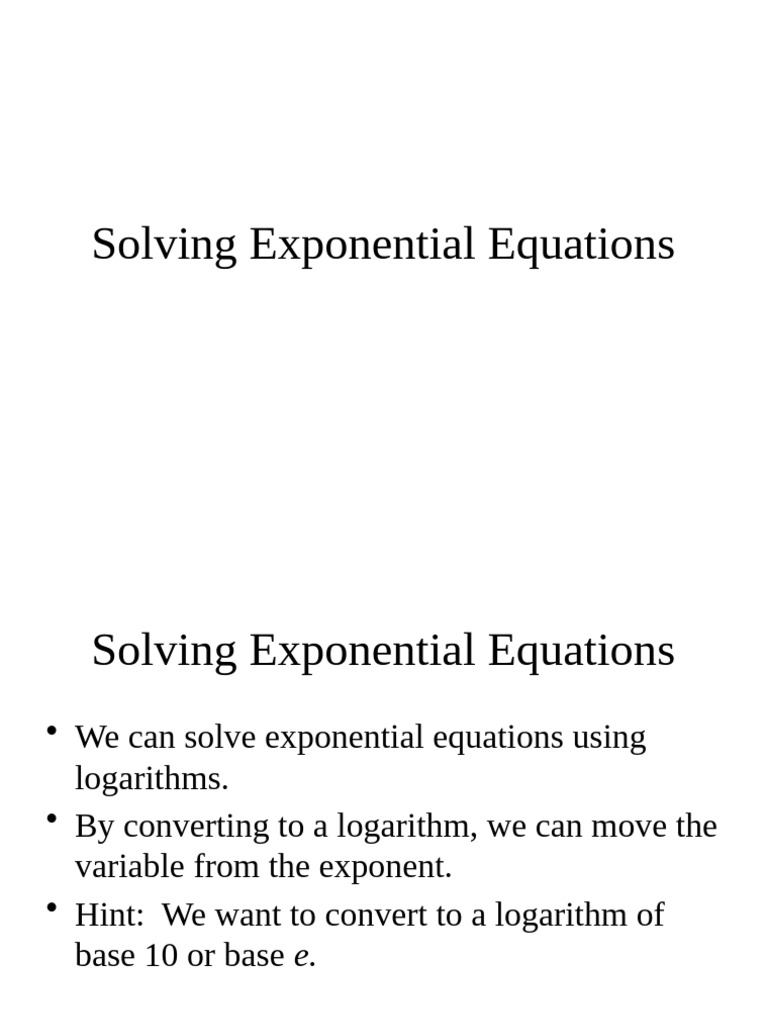 Solving Exponential Equations | PDF