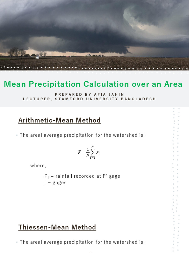 Mean Precipitation Calculation Over An Area | PDF | Drainage Basin ...